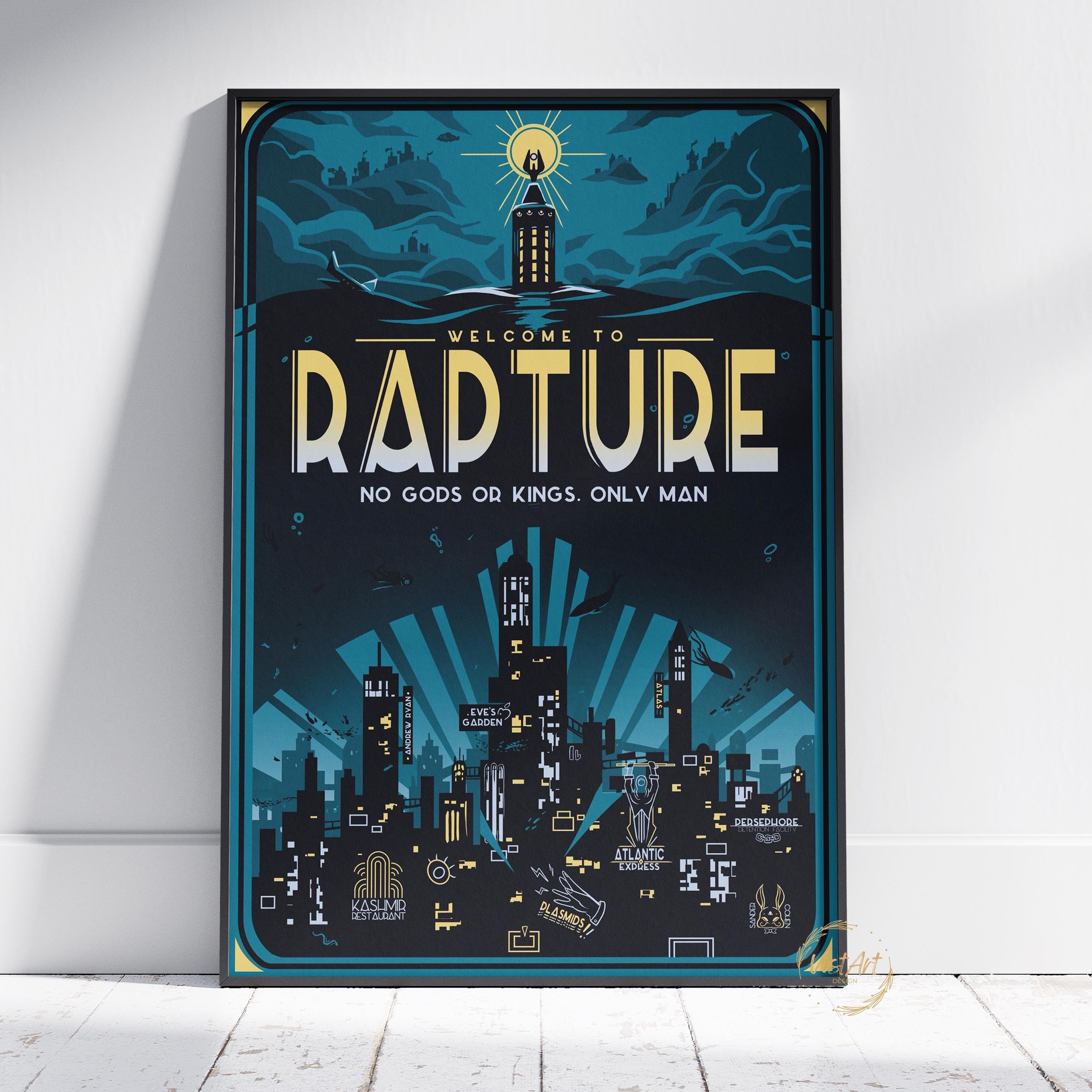 Bioshock Poster Rapture Wall Art Rolled Canvas Print High Quality Game ...