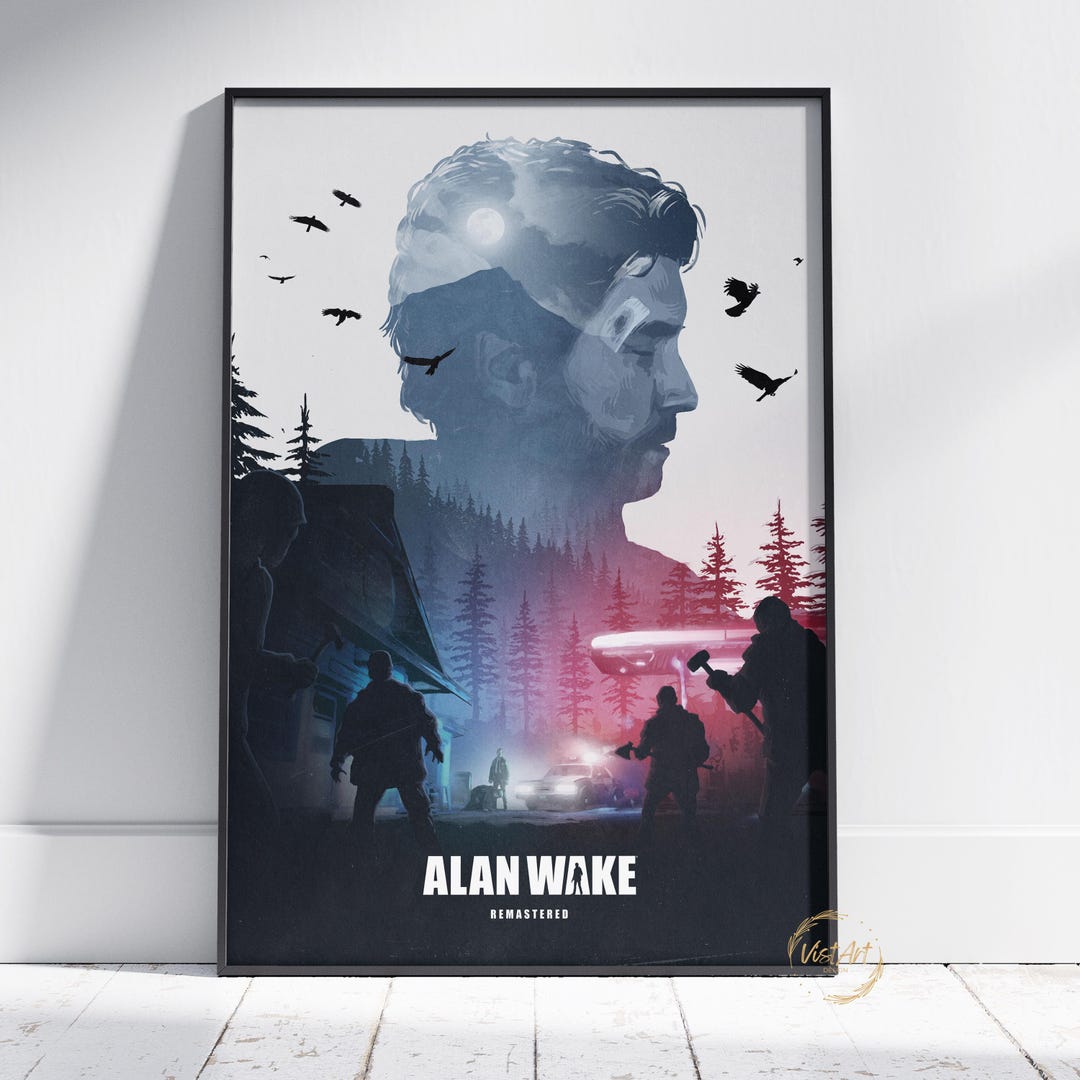 Alan Wake Poster Survival Horror Game Wall Art Rolled Canvas Print High ...