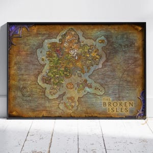World of Warcraft Azeroth Map Poster Shadowlands Wall Art Rolled Canvas ...