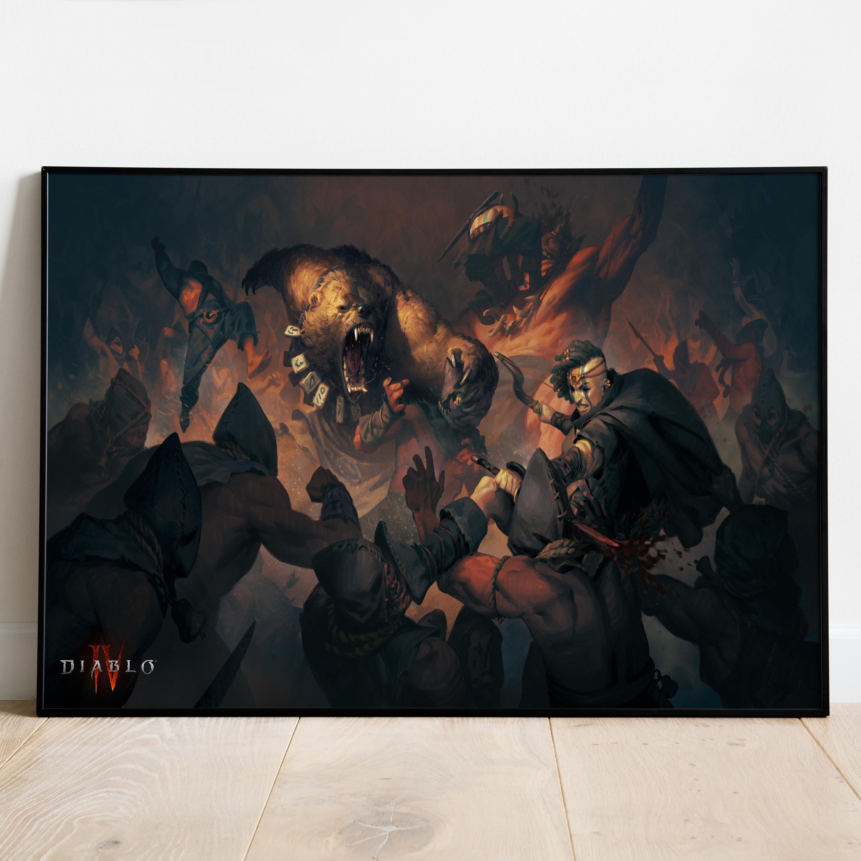 Diablo IV Poster Barbarian Girl Wall Art Rolled Canvas Print High ...