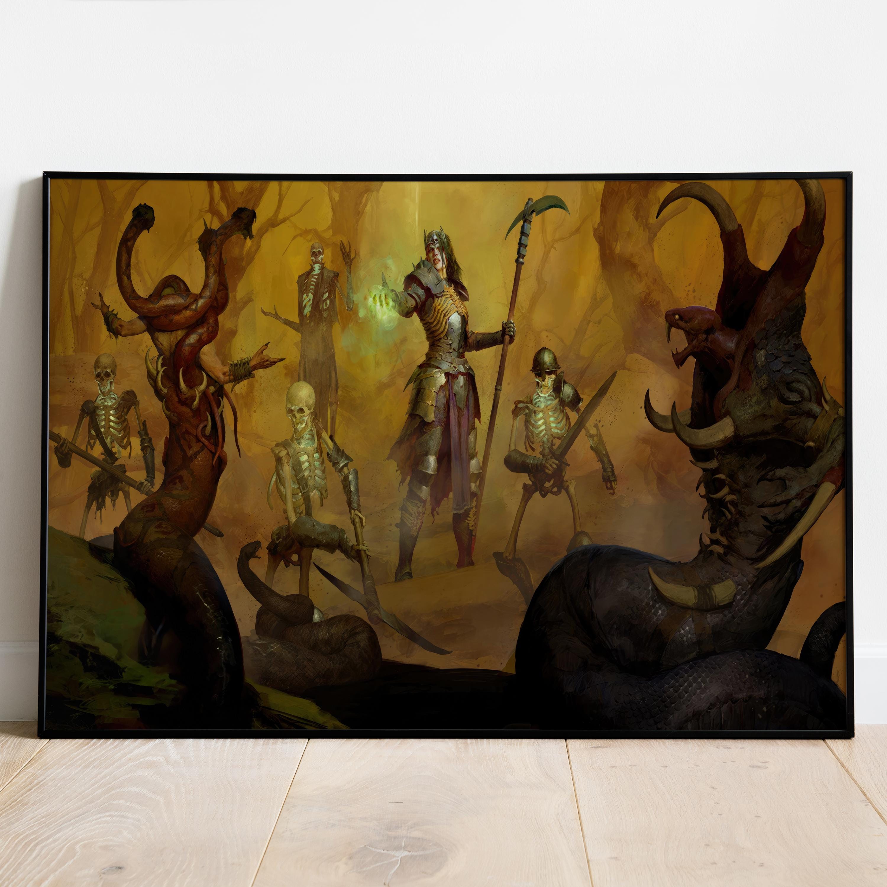 Diablo IV Poster Barbarian Girl Wall Art Rolled Canvas Print High ...