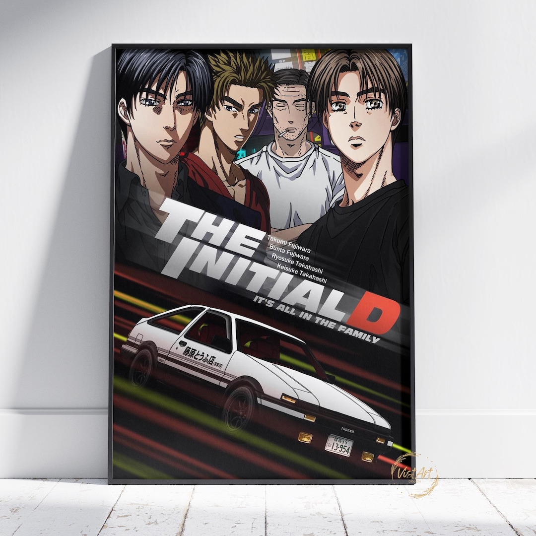 Initial D Poster Takumi Fujiwara Wall Art Rolled Canvas Print High ...