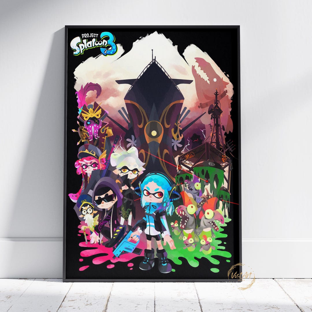 Splatoon Poster Inkling Wall Art Rolled Canvas Print High Quality Game ...