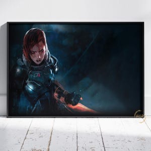 Mass Effect Poster N7 Commander Wall Art Rolled Canvas Print High ...