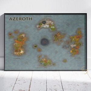 World of Warcraft Azeroth Map Poster Shadowlands Wall Art Rolled Canvas Print High Quality Game ...