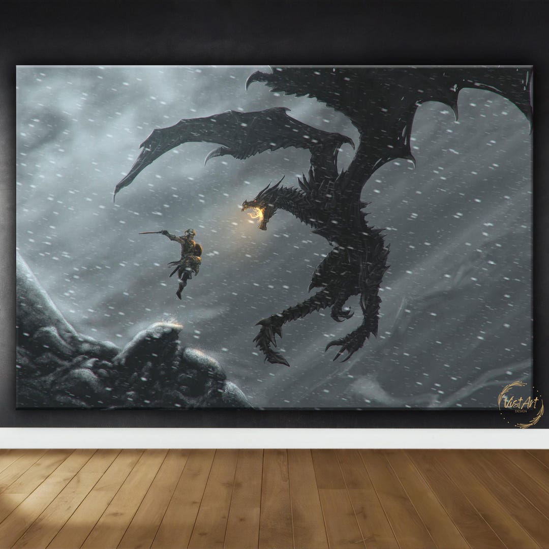 The Elder Scrolls V Skyrim Poster Dragonborn Wall Art Rolled Canvas ...