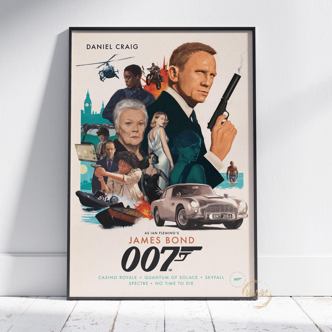 James Bond 007 Movie Poster Daniel Craig Wall Art Rolled Canvas Print ...