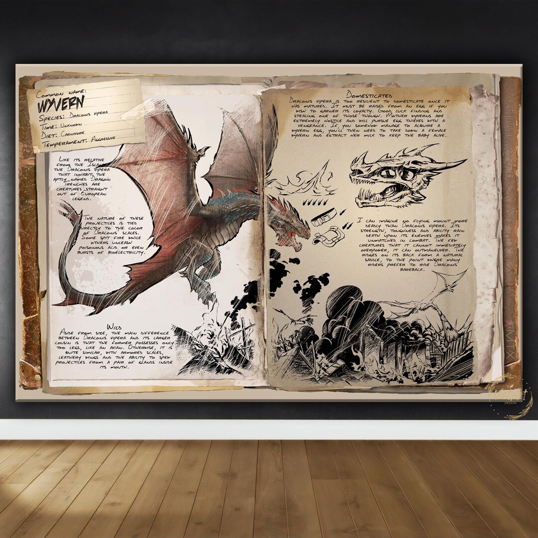 Ark Survival Evolved Poster Ark Creatures Wall Art Rolled Canvas Print ...