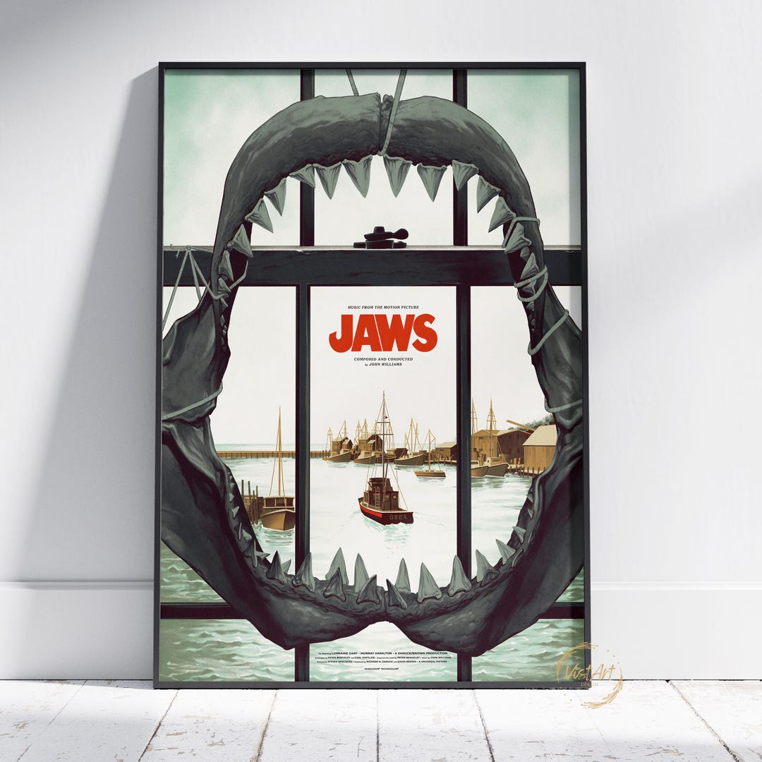 Jaws Poster Brody Wall Art Rolled Canvas Print High Quality Movie ...