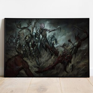 Diablo IV Poster Barbarian Girl Wall Art Rolled Canvas Print High ...