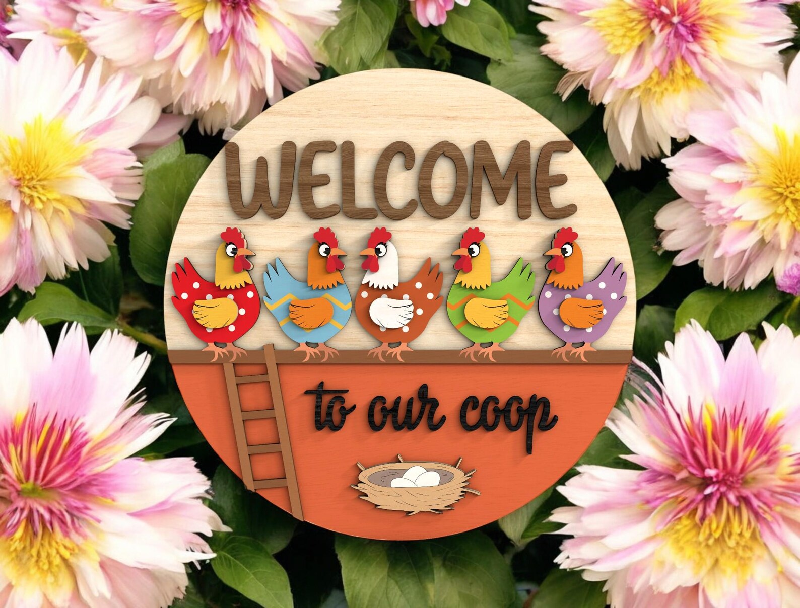 Chicken Welcome Door Sign SVG, Summer Farmhouse Cut File, Rustic Porch ...