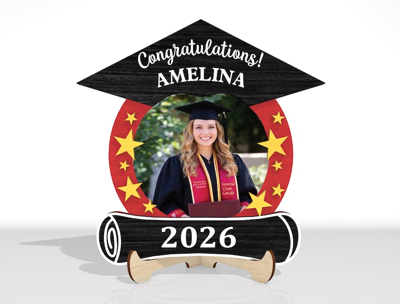 Graduation Photo Frame SVG Bundle, Class of 2026 Grad Sign Laser Cut ...