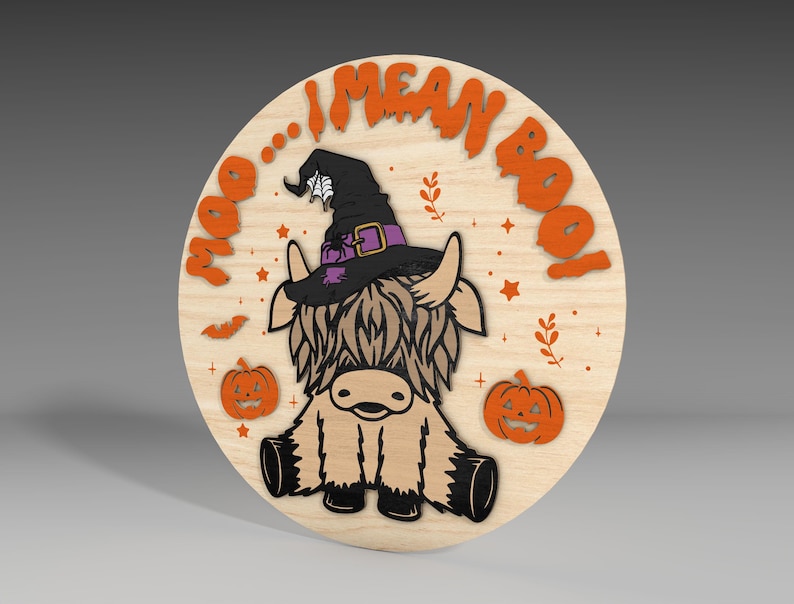 Halloween Cow Door Sign Laser Cut Svg, Spooky Heifer Door Hanger, Moo ...