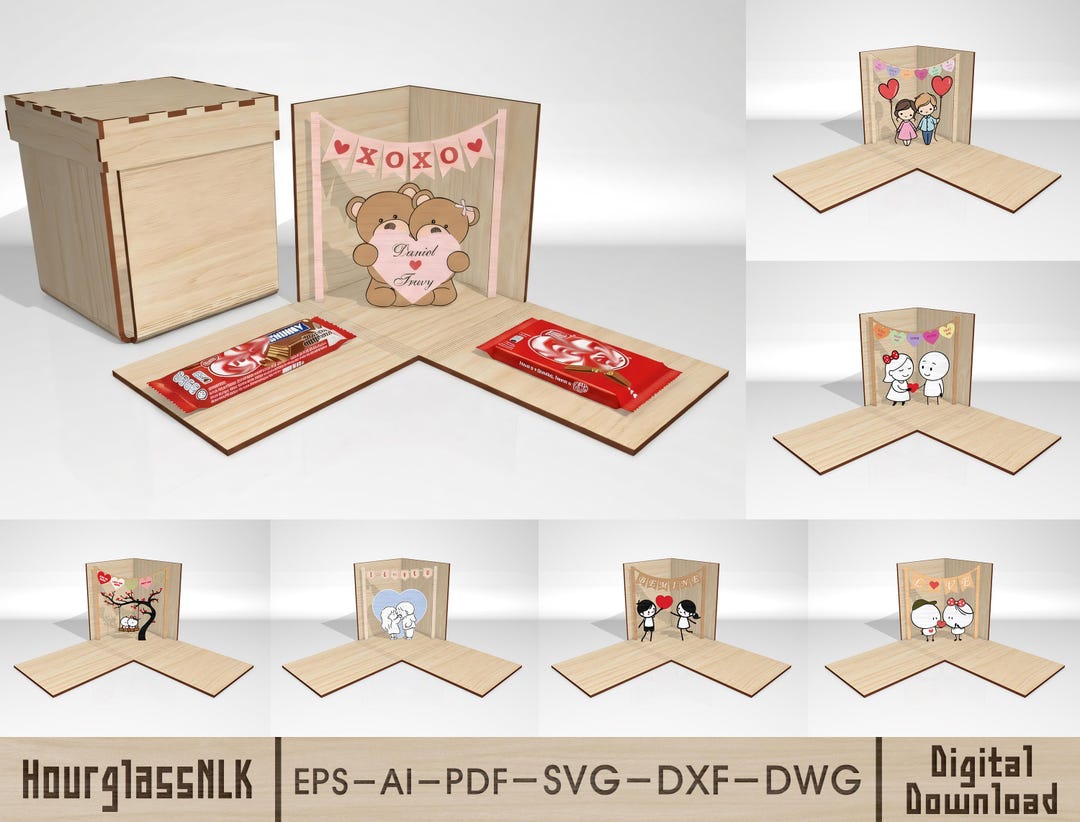 Exploding Gift Box SVG, Love Surprise Box Laser Cut File, Valentine ...