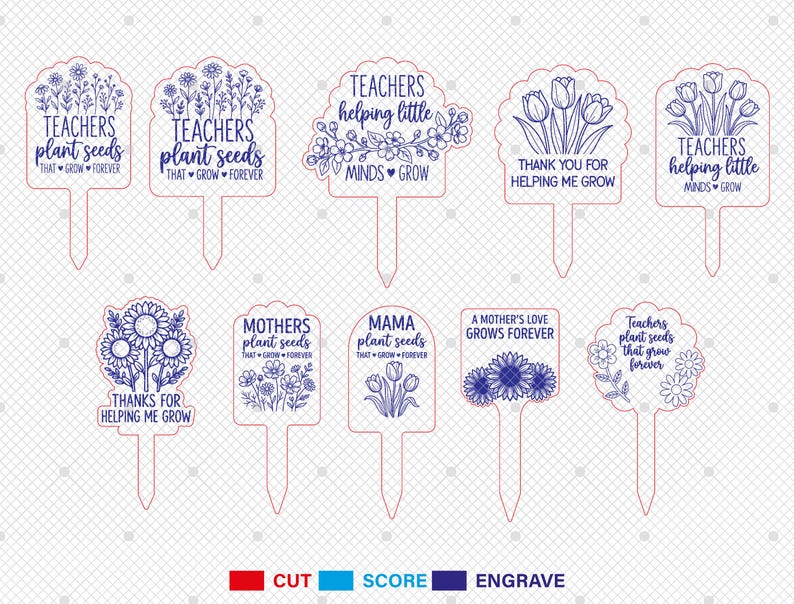 Plant Stake SVG Bundle, Teacher Gift SVG, Mom Gift Garden Sign SVG ...