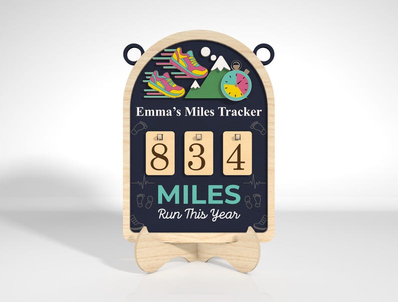 Miles Run This Year Tracker SVG, Personalized Running Log Wooden Sign ...