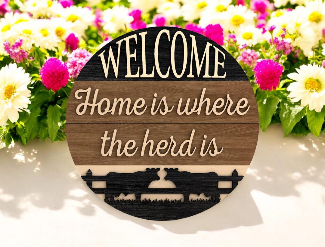Udderly Blessed Door Sign SVG, Farmhouse Cow Laser Cut File, Funny Farm ...