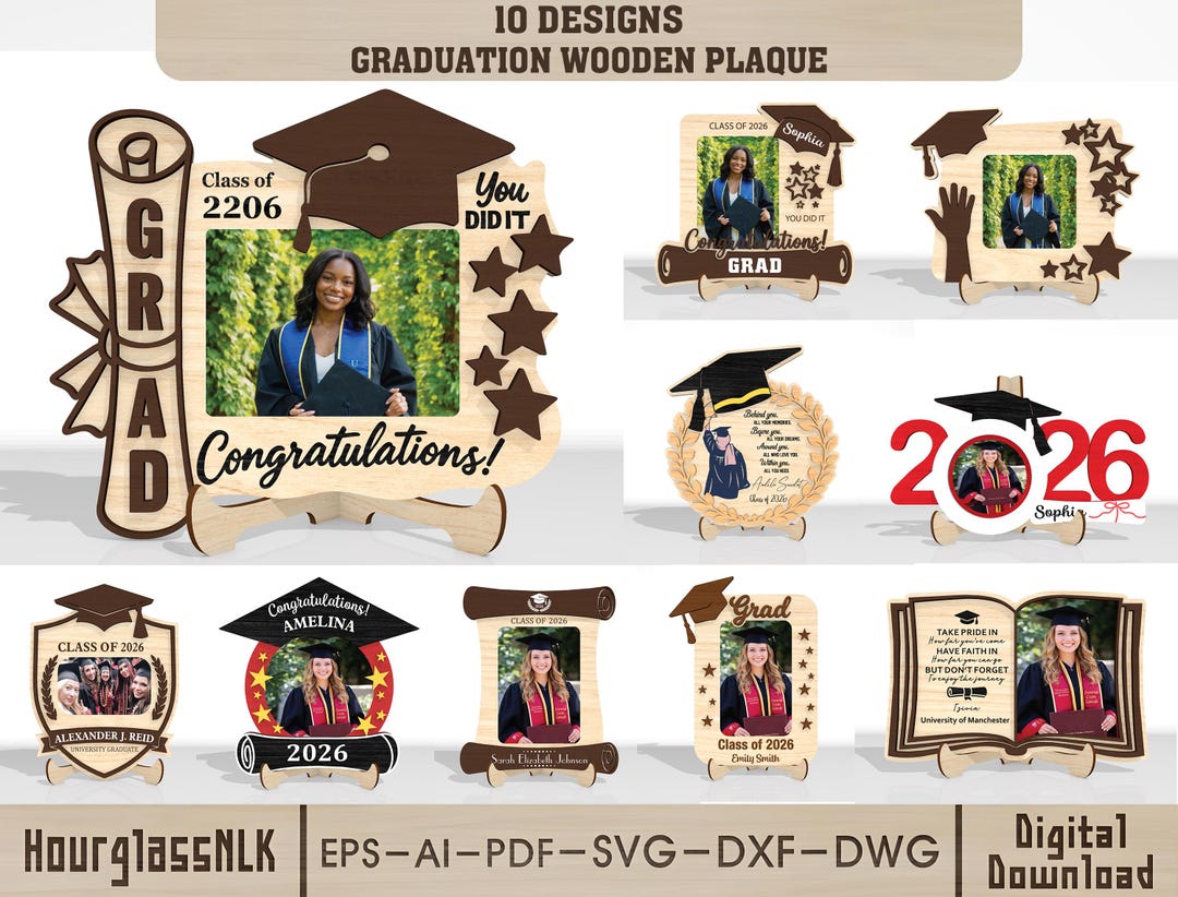 Graduation Photo Frame SVG Bundle, Class of 2026 Grad Sign Laser Cut ...