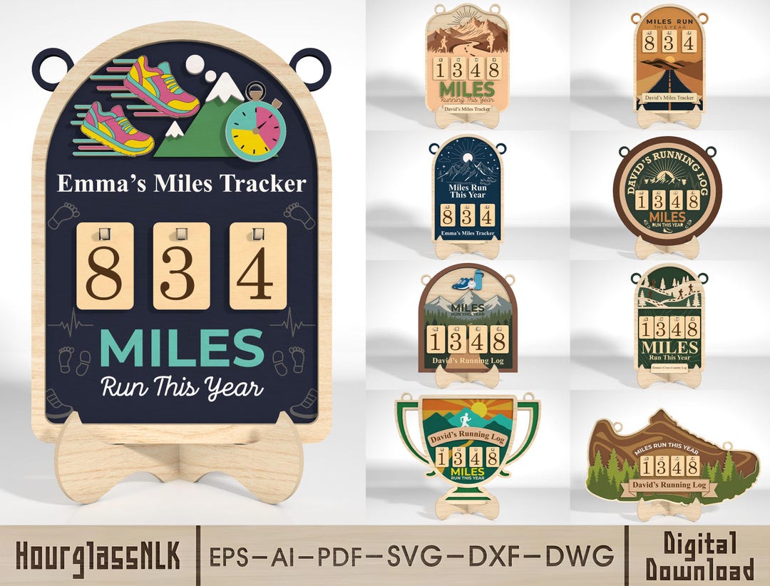 Miles Run This Year Tracker SVG, Personalized Running Log Wooden Sign ...