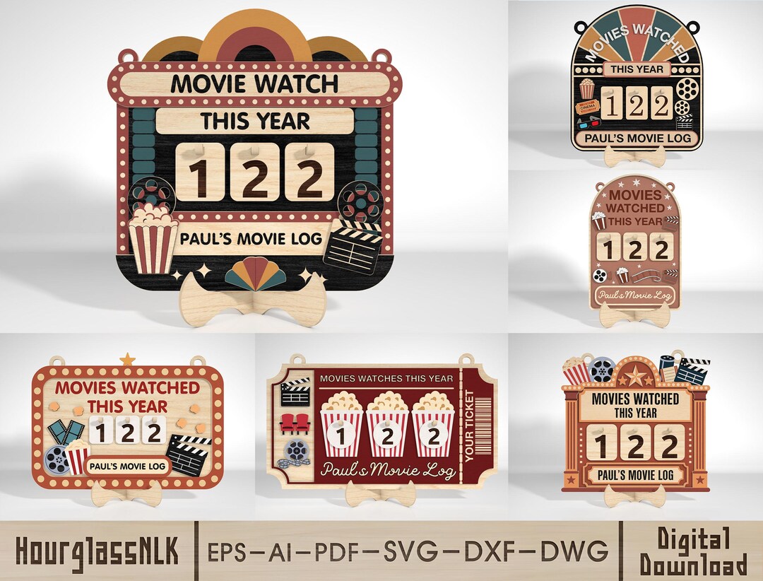 Movies Watched This Year Tracker SVG, Movie Log Wooden Sign, Film Night ...