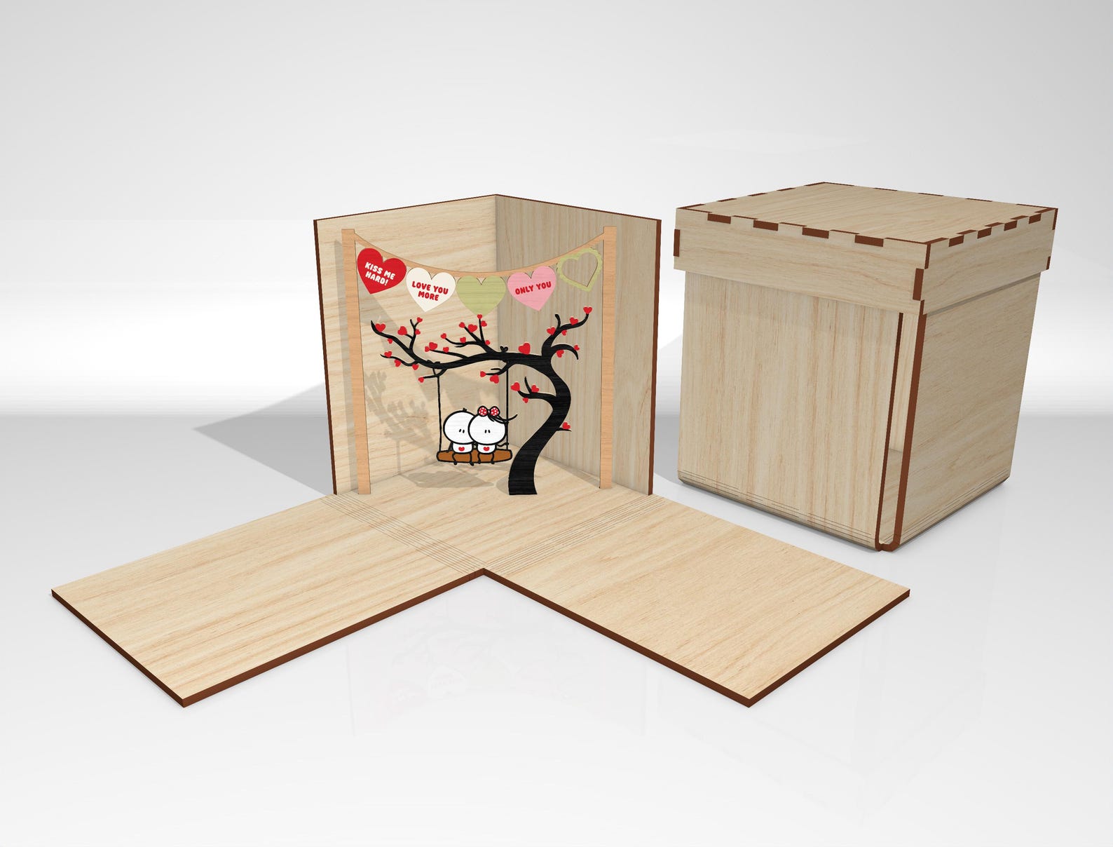 Exploding Gift Box SVG, Love Surprise Box Laser Cut File, Valentine ...