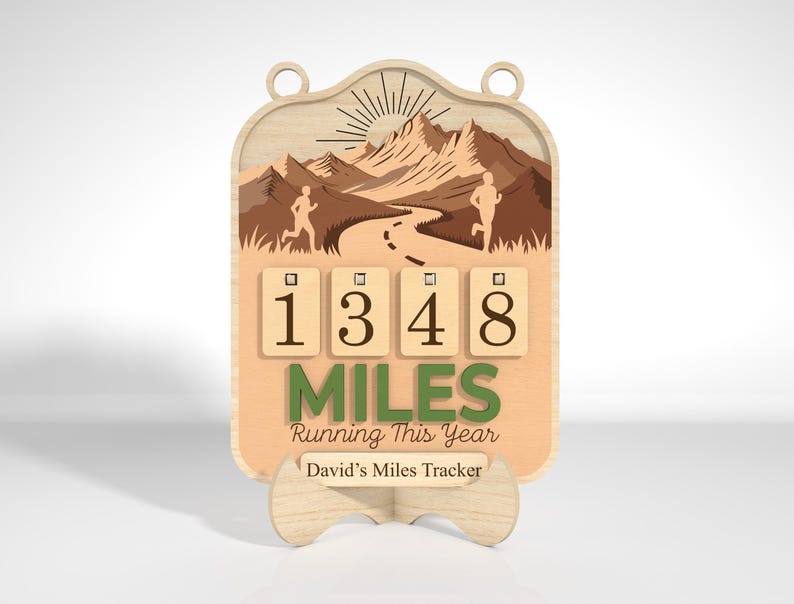 Miles Run This Year Tracker SVG, Personalized Running Log Wooden Sign ...