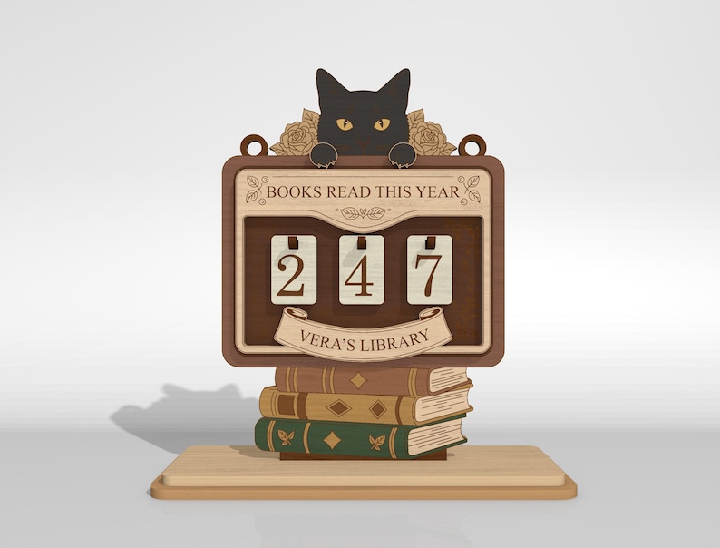 Books Read This Year Tracker SVG, Cute Cat Reading Log Sign ...