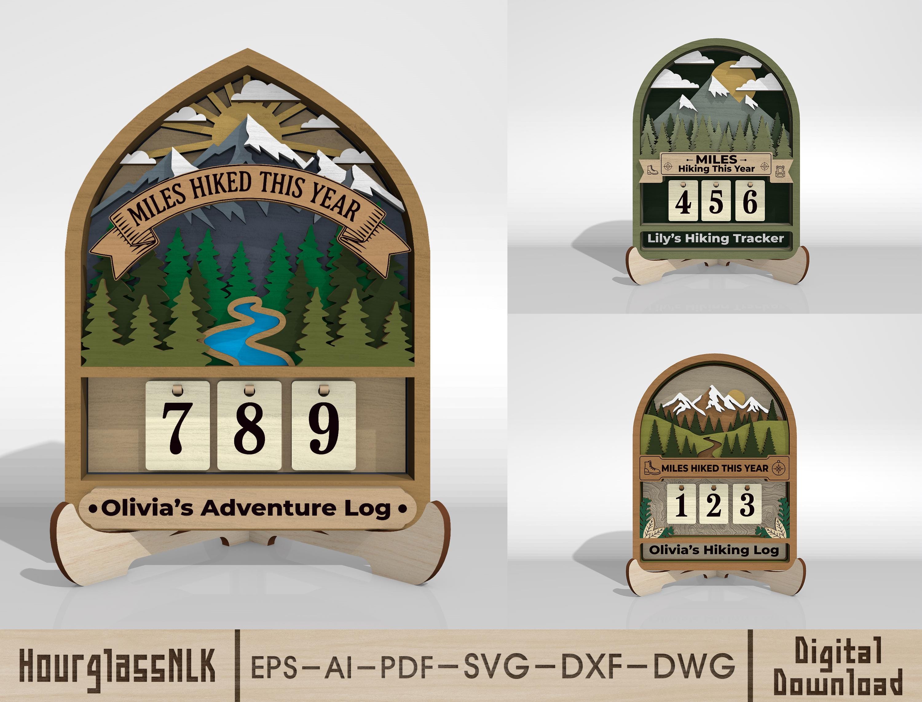 Miles Hiked This Year Tracker SVG, Hiking Miles Counter Sign ...