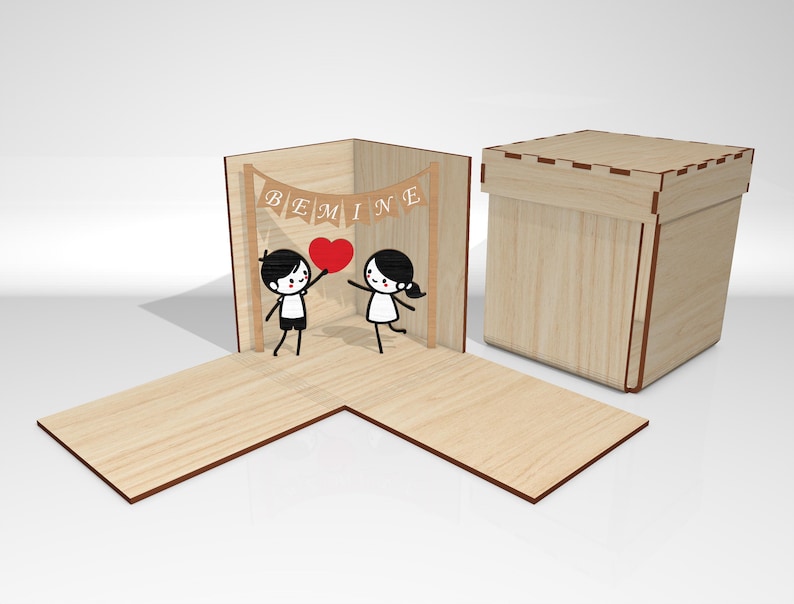Exploding Gift Box SVG, Love Surprise Box Laser Cut File, Valentine ...