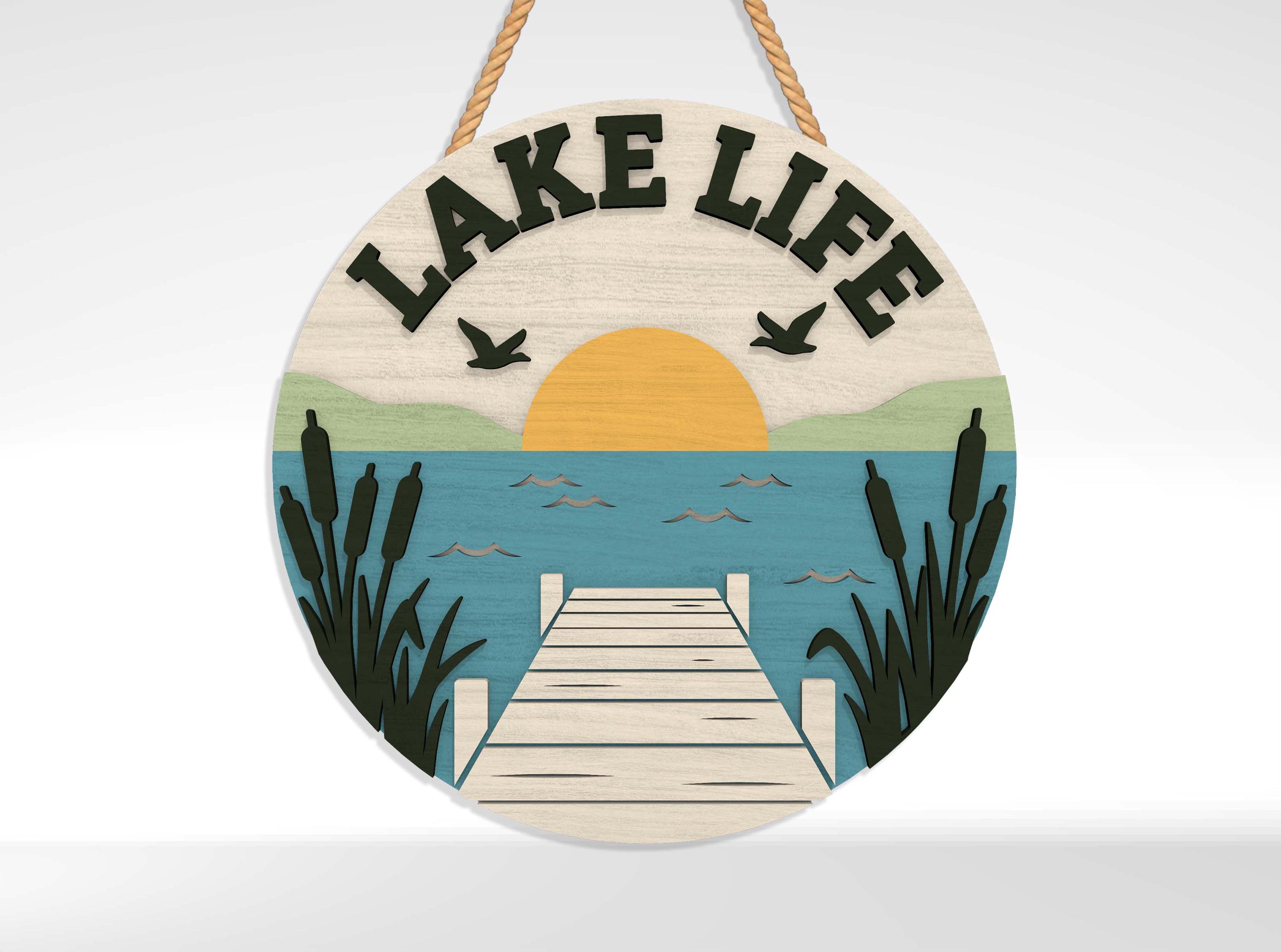 Lake Life Door Hanger SVG Bundle, Lake House Sign Laser Cut File ...