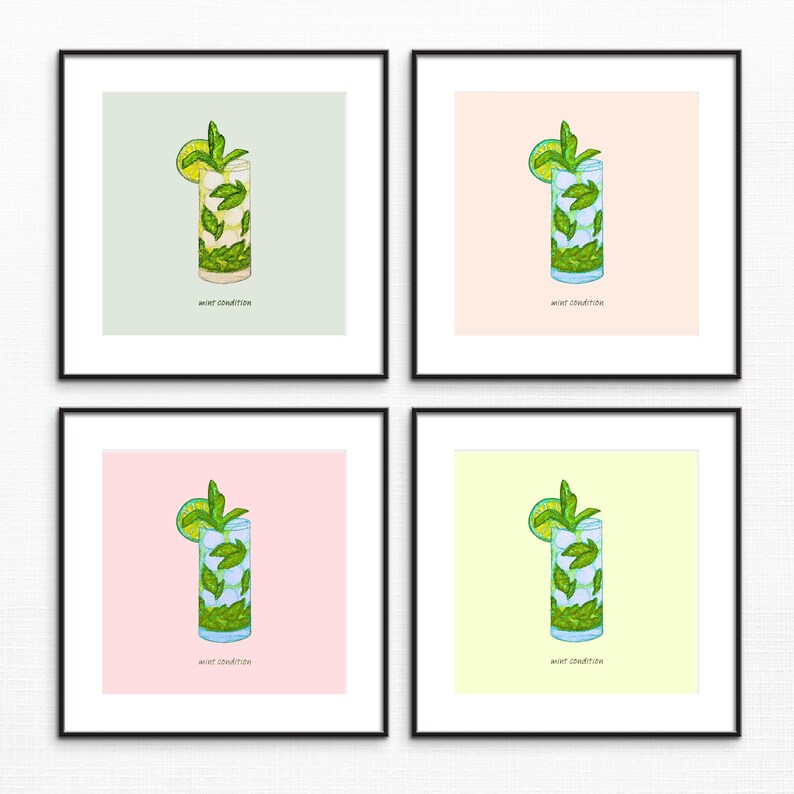 Mojito Watercolor Print | Mint Condition Cocktail | Wall Art | Pop ...