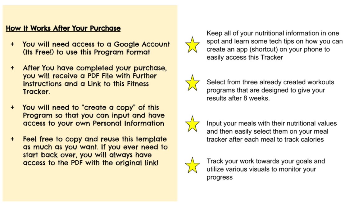 Fitness/nutrition Tracker & Planner google Sheet Platform - Etsy