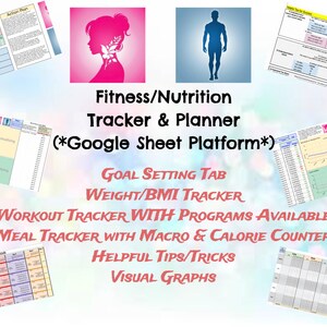 Fitness/nutrition Tracker & Planner google Sheet Platform - Etsy