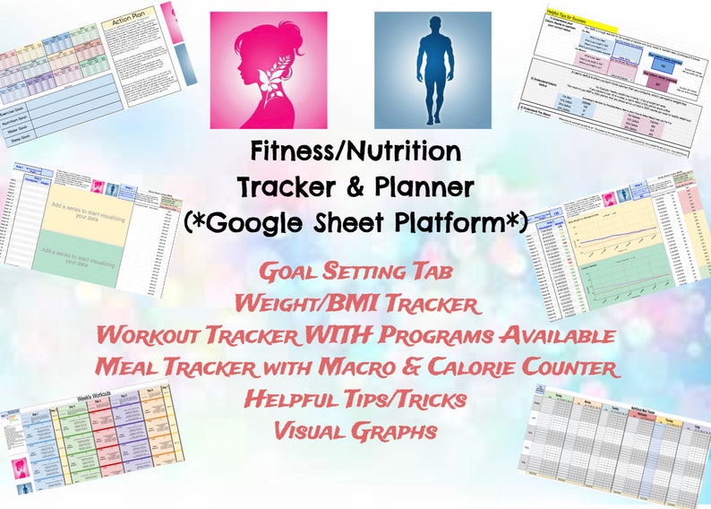 Fitness/nutrition Tracker & Planner google Sheet Platform - Etsy