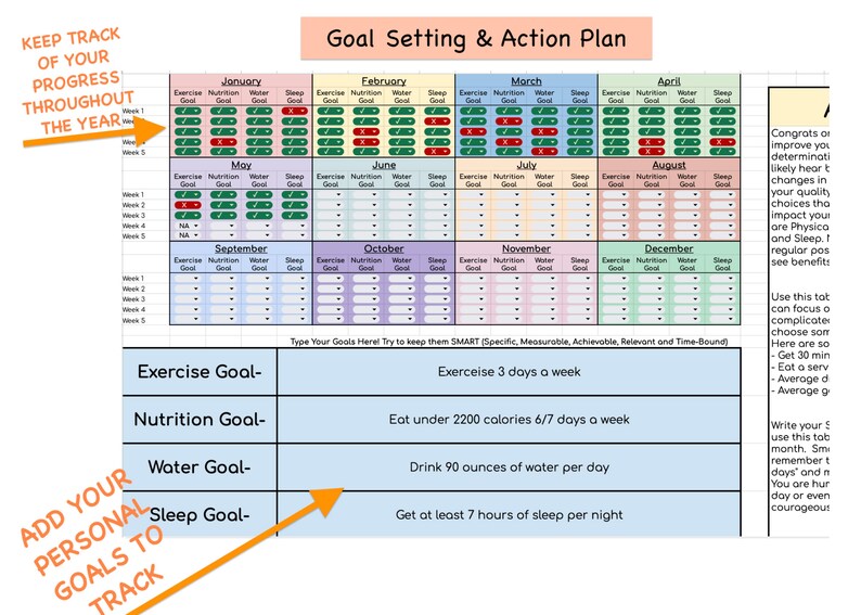 Fitness/nutrition Tracker & Planner google Sheet Platform - Etsy