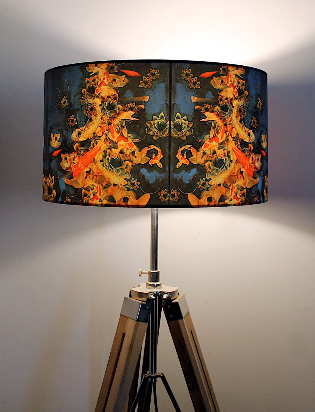 Koi Fish Lampshade: Cobalt Blue Drum Shade by Lily Greenwood - Large - Etsy