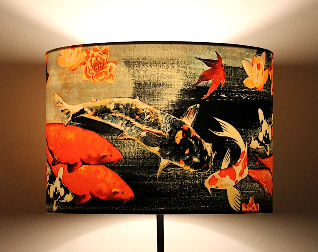 Koi Fish Drum Lampshade by Lily Greenwood - Medium - Etsy