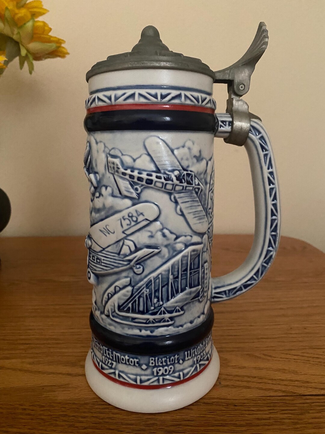 Ceramarte Beer Stein Aviation History 1783-1940 Made for Avon 1981 ...