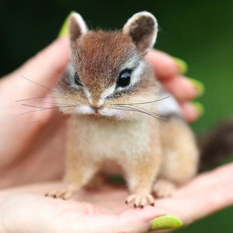 Needle Felted Chipmunk Sculpture: Handmade Wool Felt Ornament - Etsy