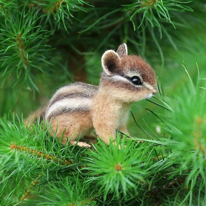 Needle Felted Chipmunk Sculpture: Handmade Wool Felt Ornament - Etsy