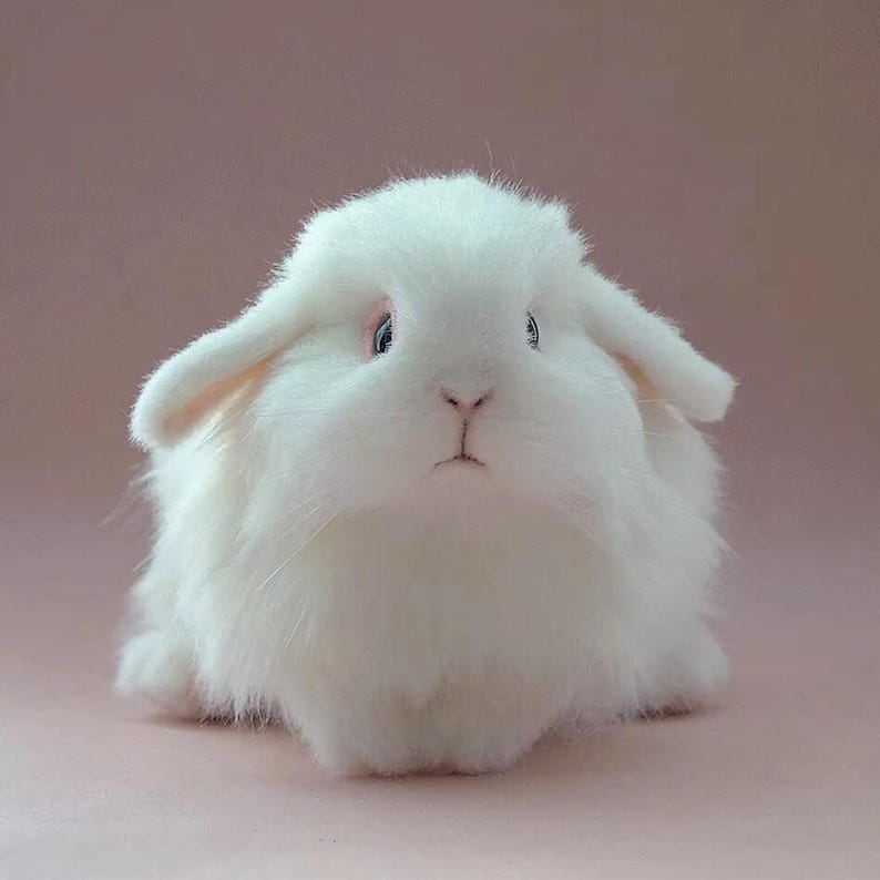Needle Felted Lop Bunny: Handmade Wool Rabbit Figurine, Handcrafted ...
