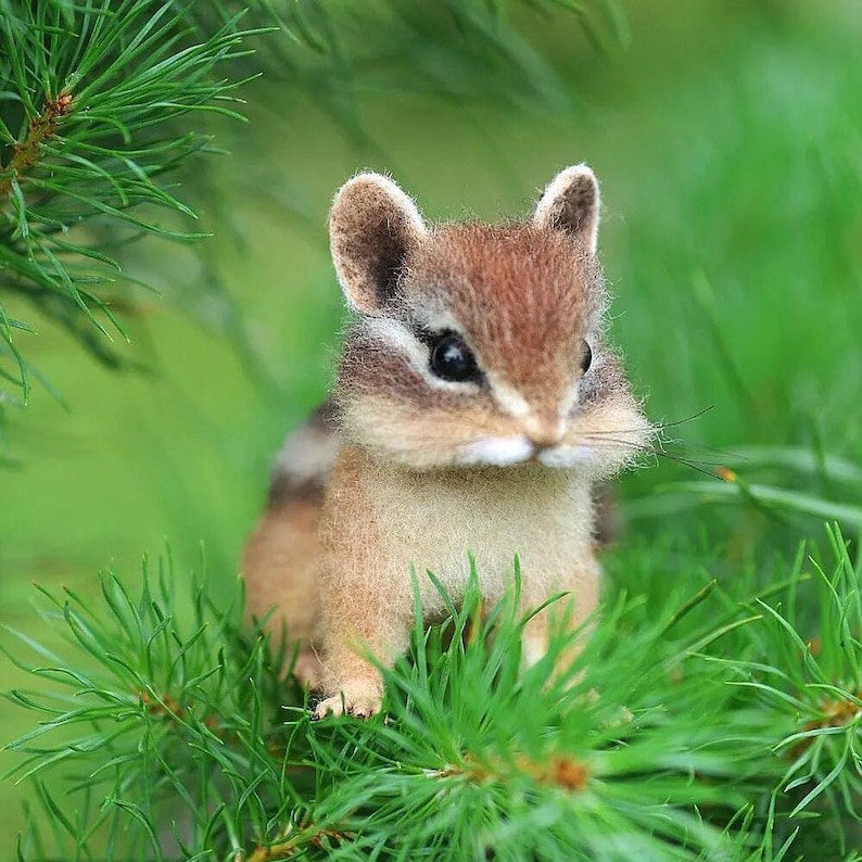 Needle Felted Chipmunk Sculpture: Handmade Wool Felt Ornament - Etsy
