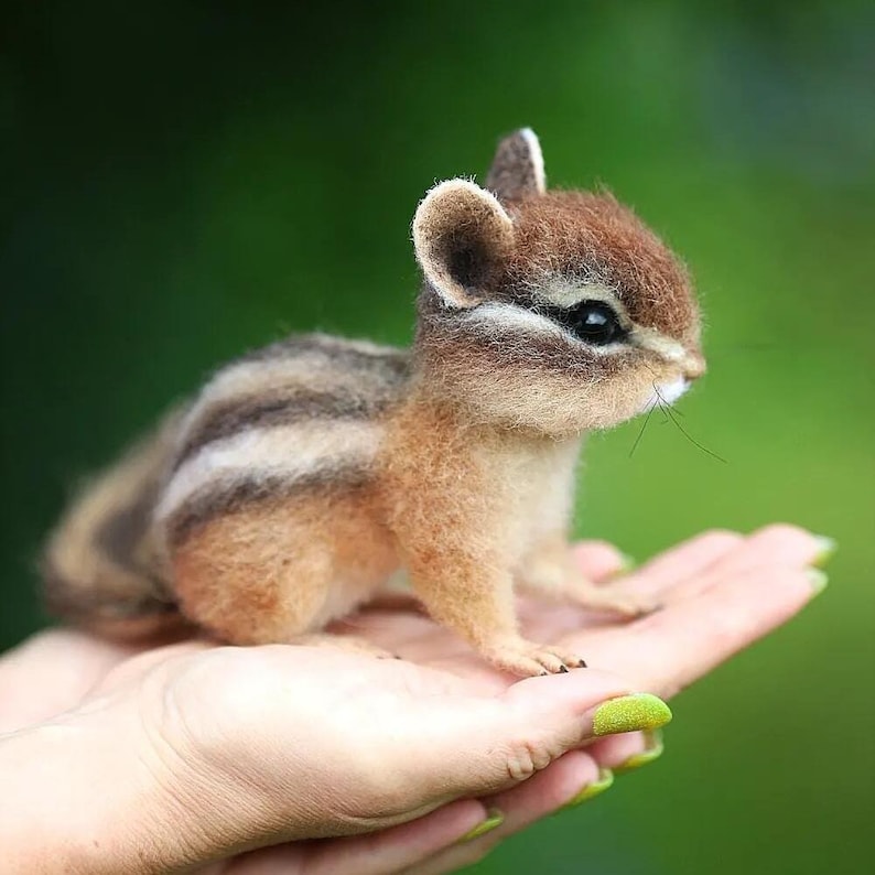 Needle Felted Chipmunk Sculpture: Handmade Wool Felt Ornament - Etsy