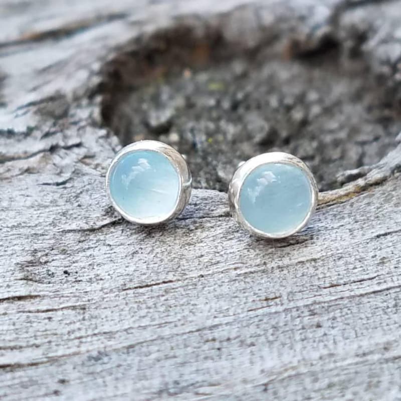 Aquamarine Studs Milky - Etsy
