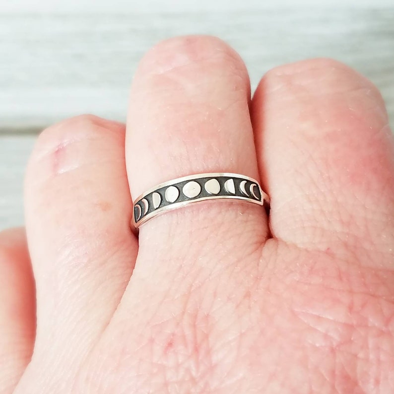 Moon Phase Ring in Sterling Silver - Etsy