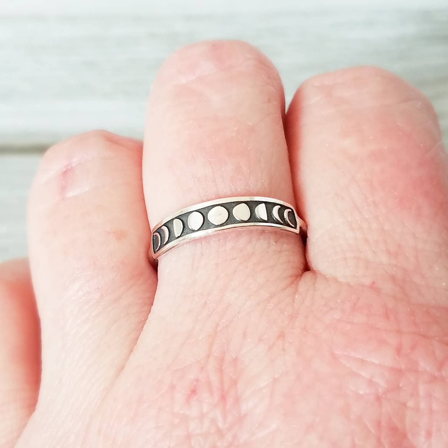 Moon Phase Ring in Sterling Silver - Etsy