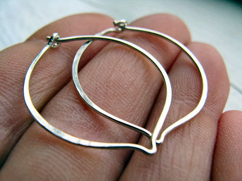Small Leaf Hoops in Sterling Silver - Etsy
