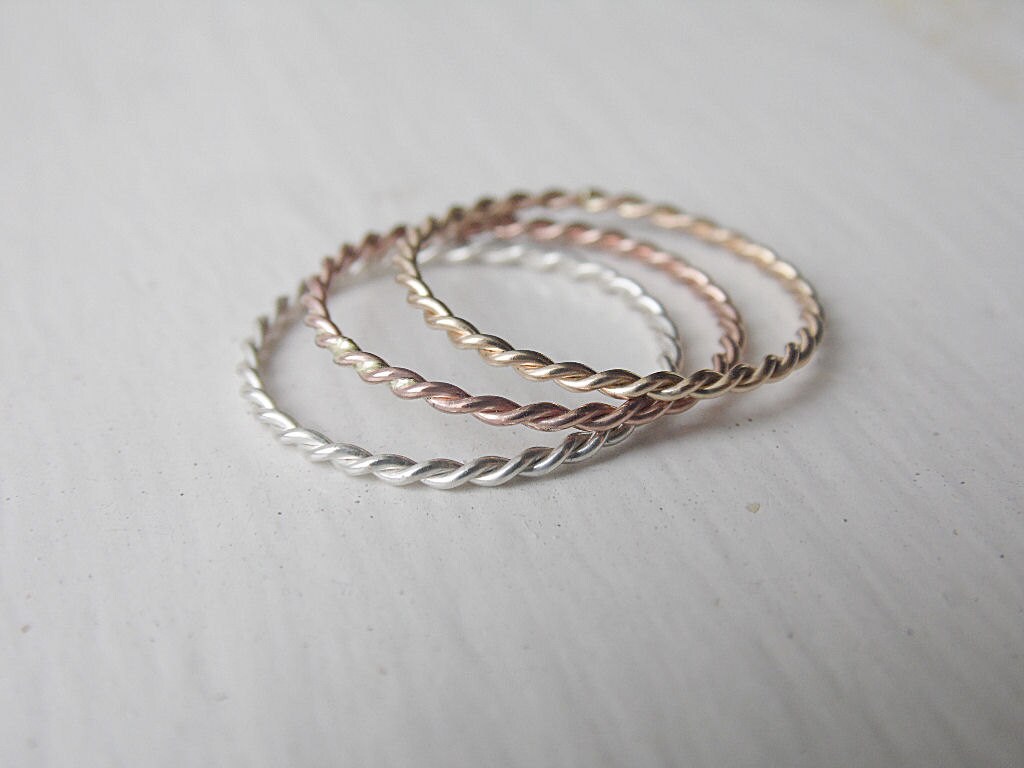 Twist Rings Stacking Set Three Ring Set - Etsy