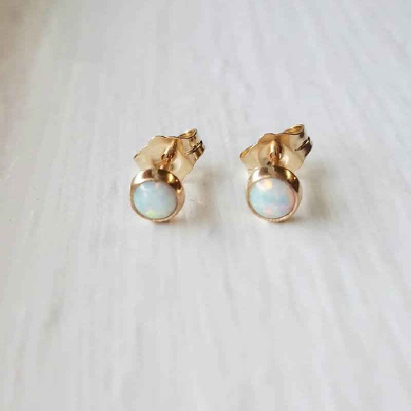 Opal Stud Earrings - Etsy