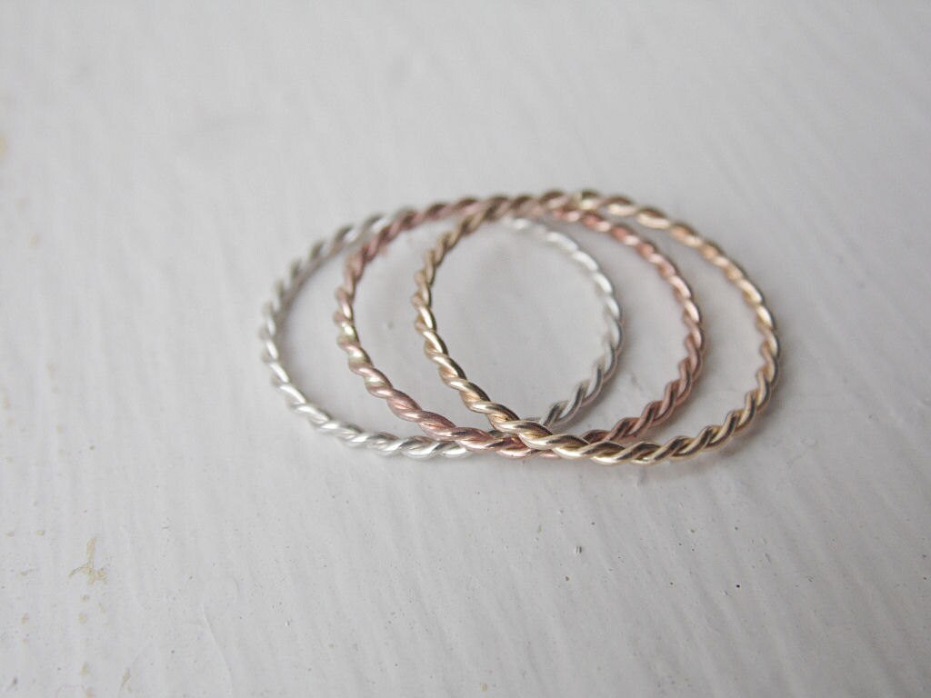 Twist Rings Stacking Set Three Ring Set - Etsy